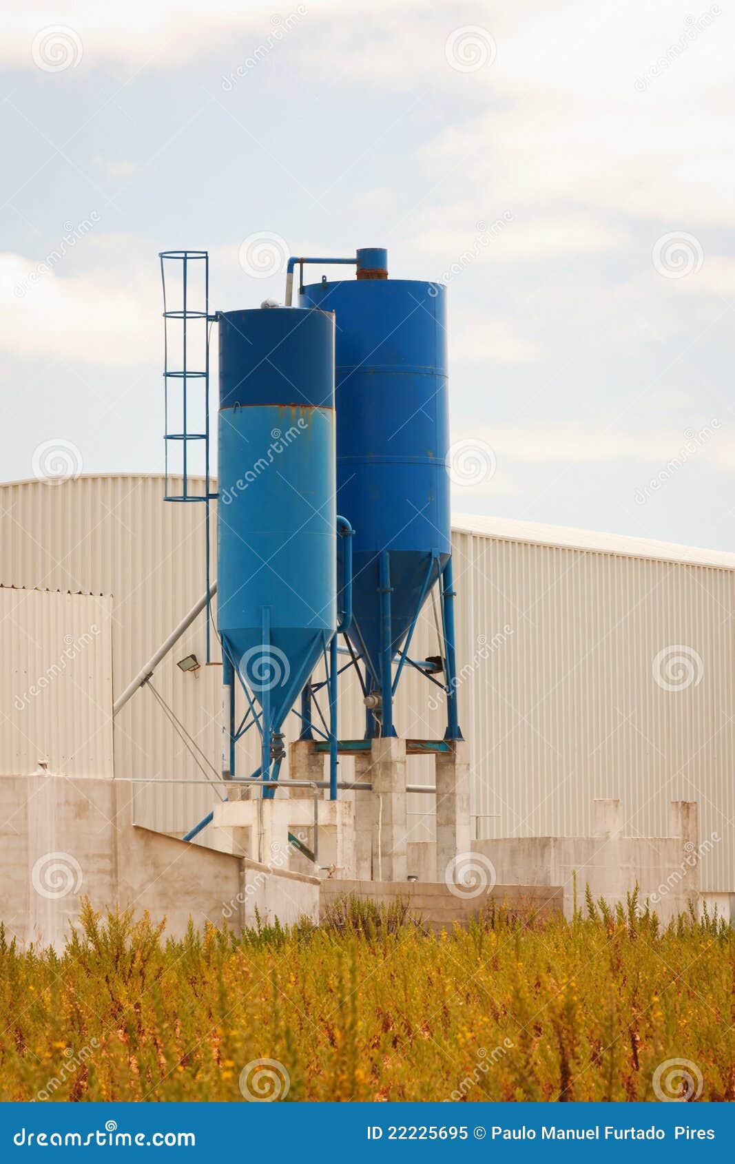 Industrial Blue Silos stock image. Image of metal, europe - 22225695