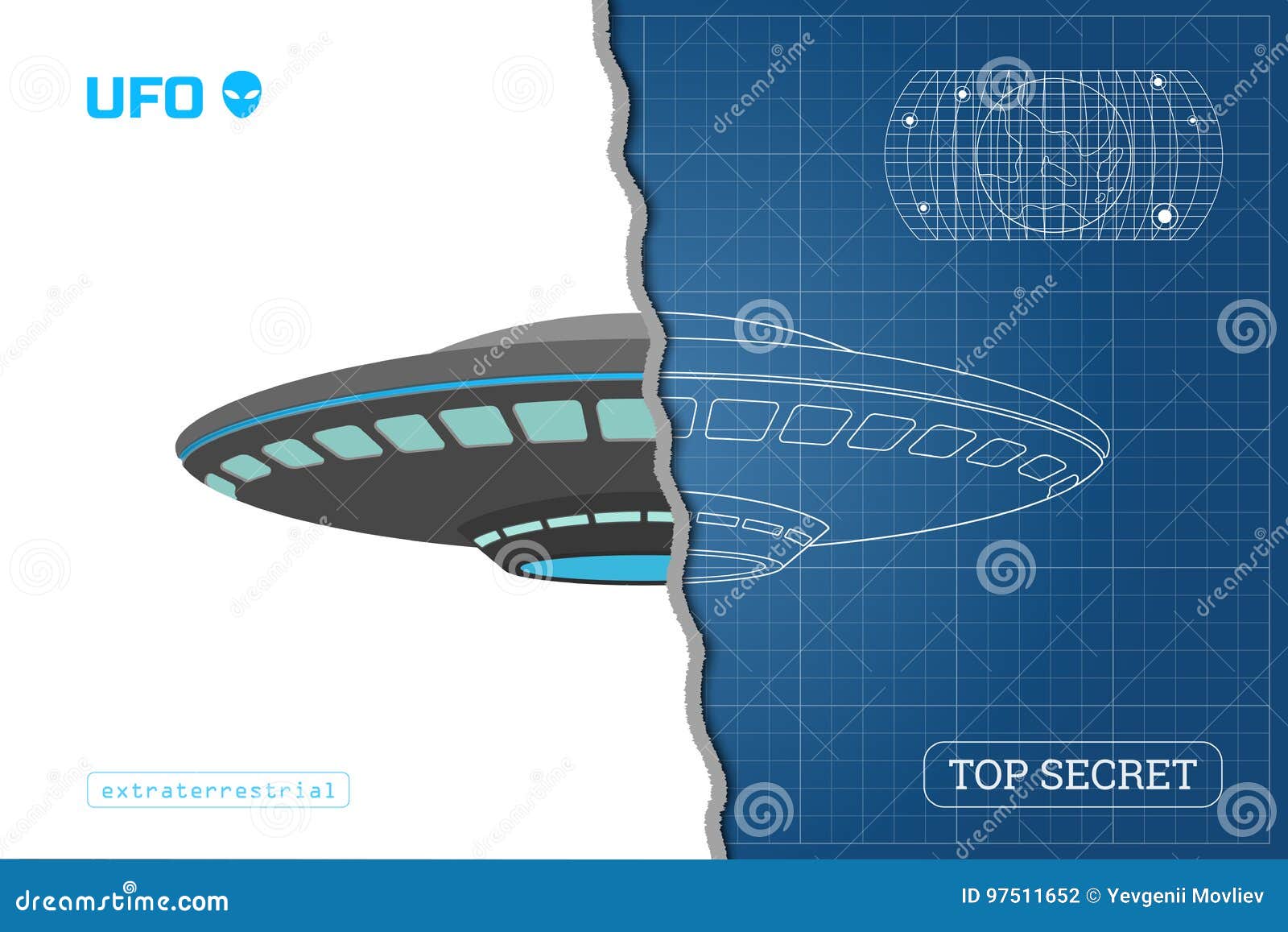 Industrial Blueprint of UFO. Technical Document with the Drawing of ...