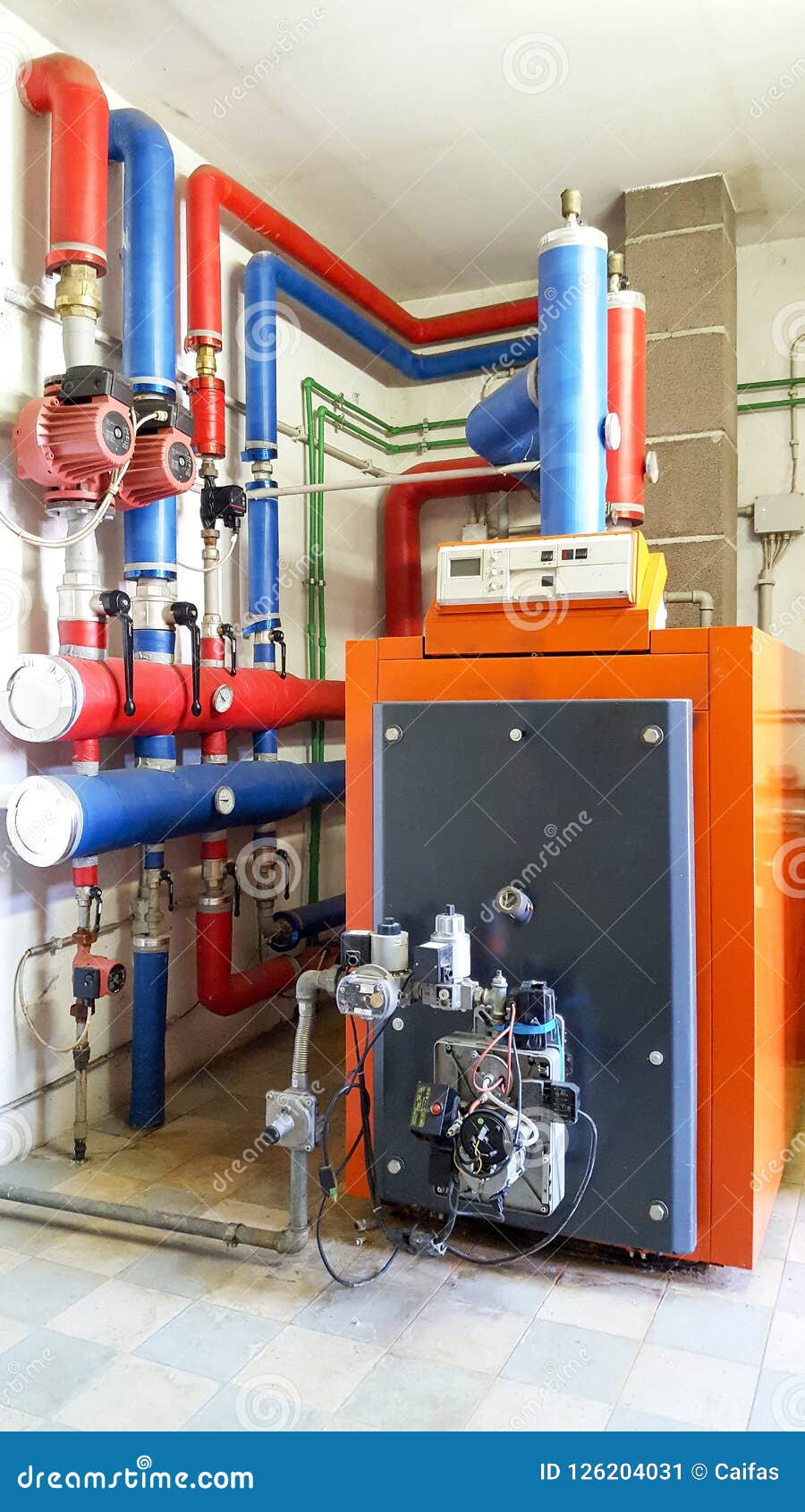 Boiler Gas in the Boiler Room Stock Image - Image of industrial ...