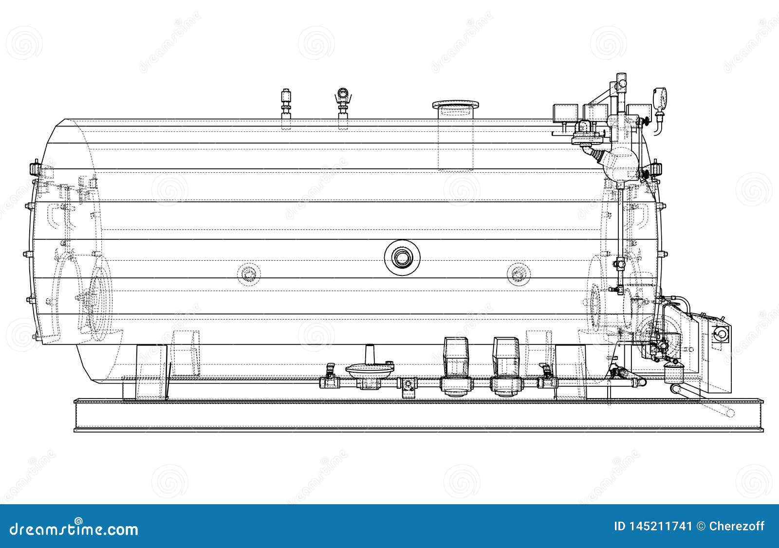 Industrial Boiler Outline. Vector Rendering of 3d Stock Vector ...