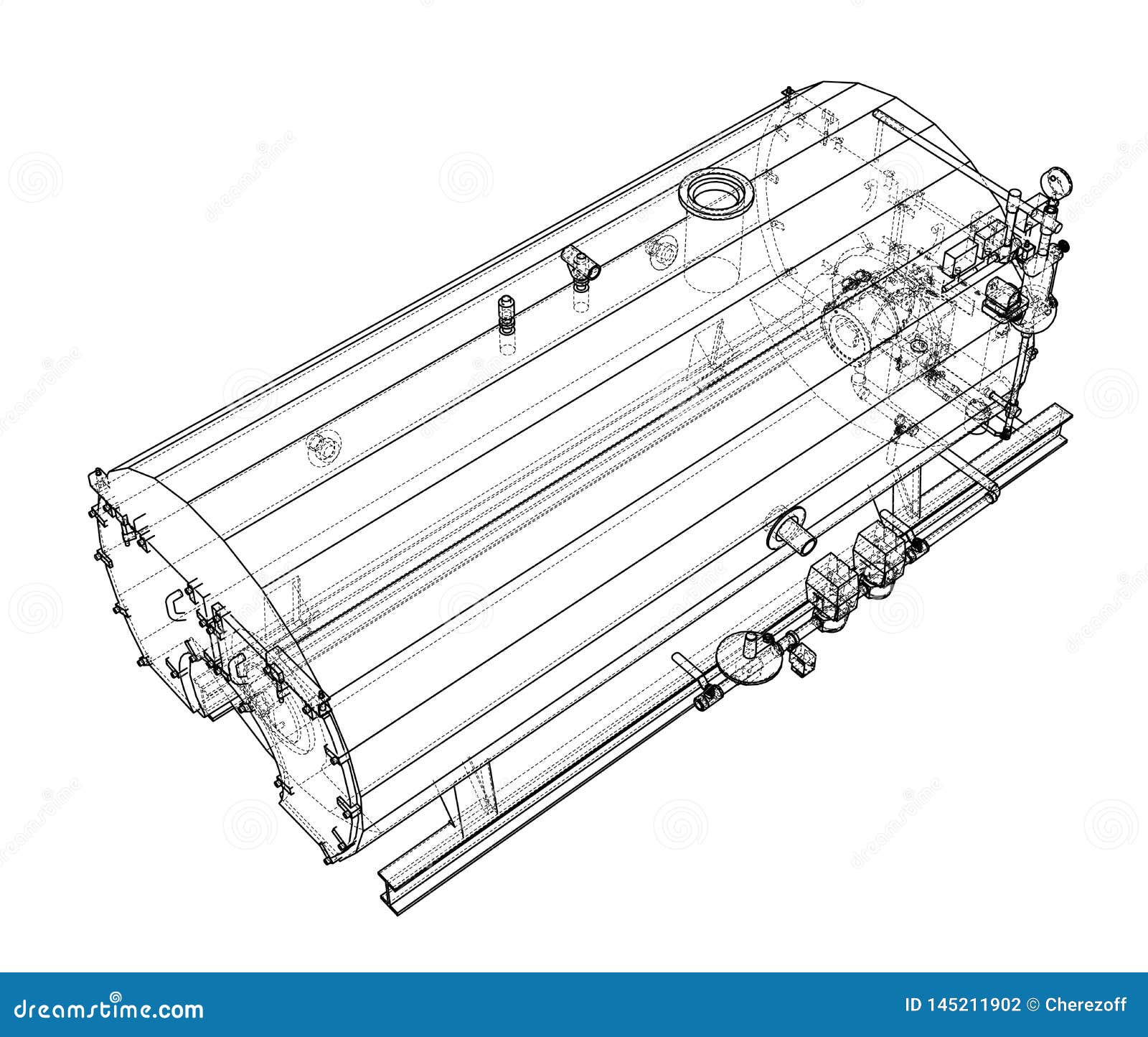 Industrial Boiler Outline. Vector Rendering of 3d Stock Vector ...