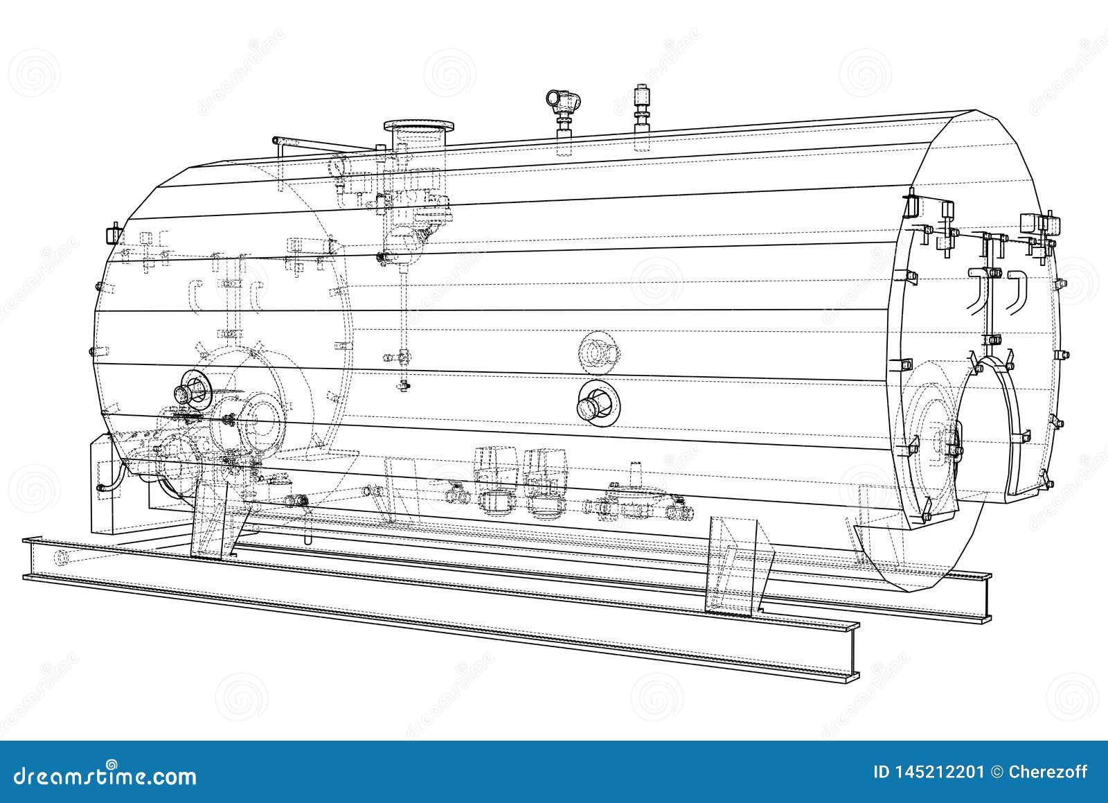 Industrial Boiler Outline. Vector Rendering of 3d Stock Vector ...
