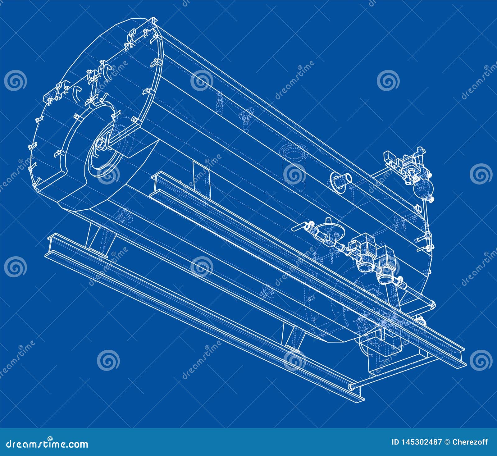 Industrial Boiler Outline. Vector Rendering of 3d Stock Vector ...