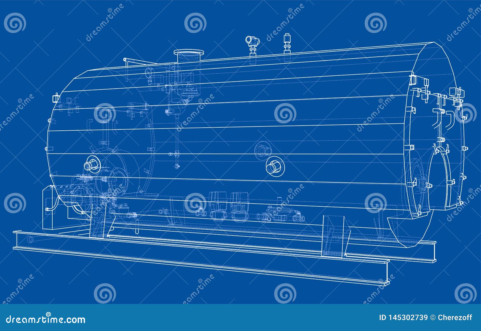 Industrial Boiler Outline. Vector Rendering of 3d Stock Vector ...