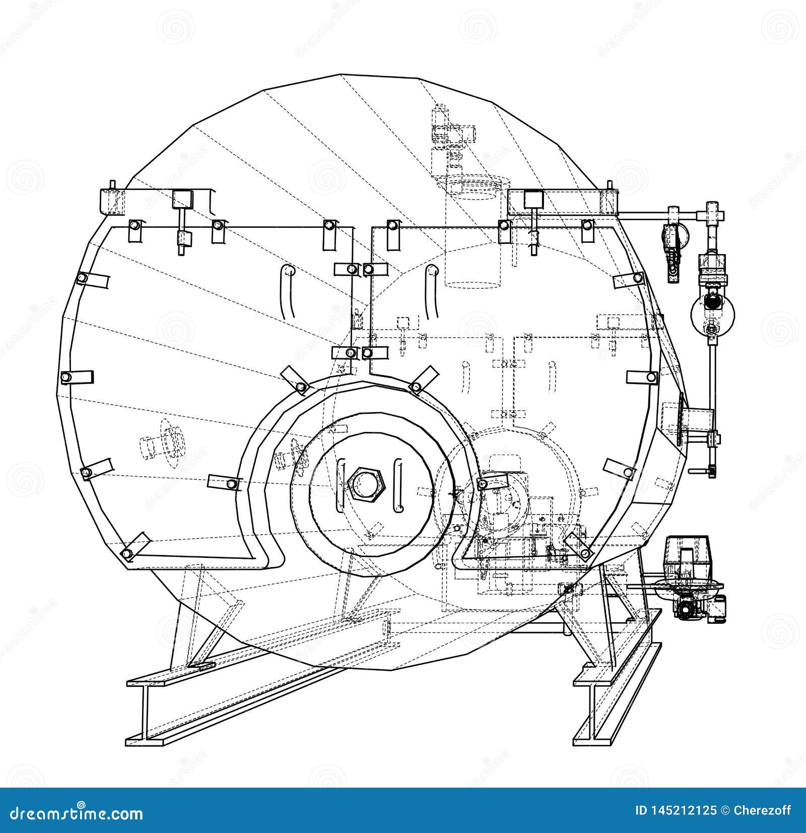 Industrial Boiler Outline. Vector Rendering of 3d Stock Vector ...