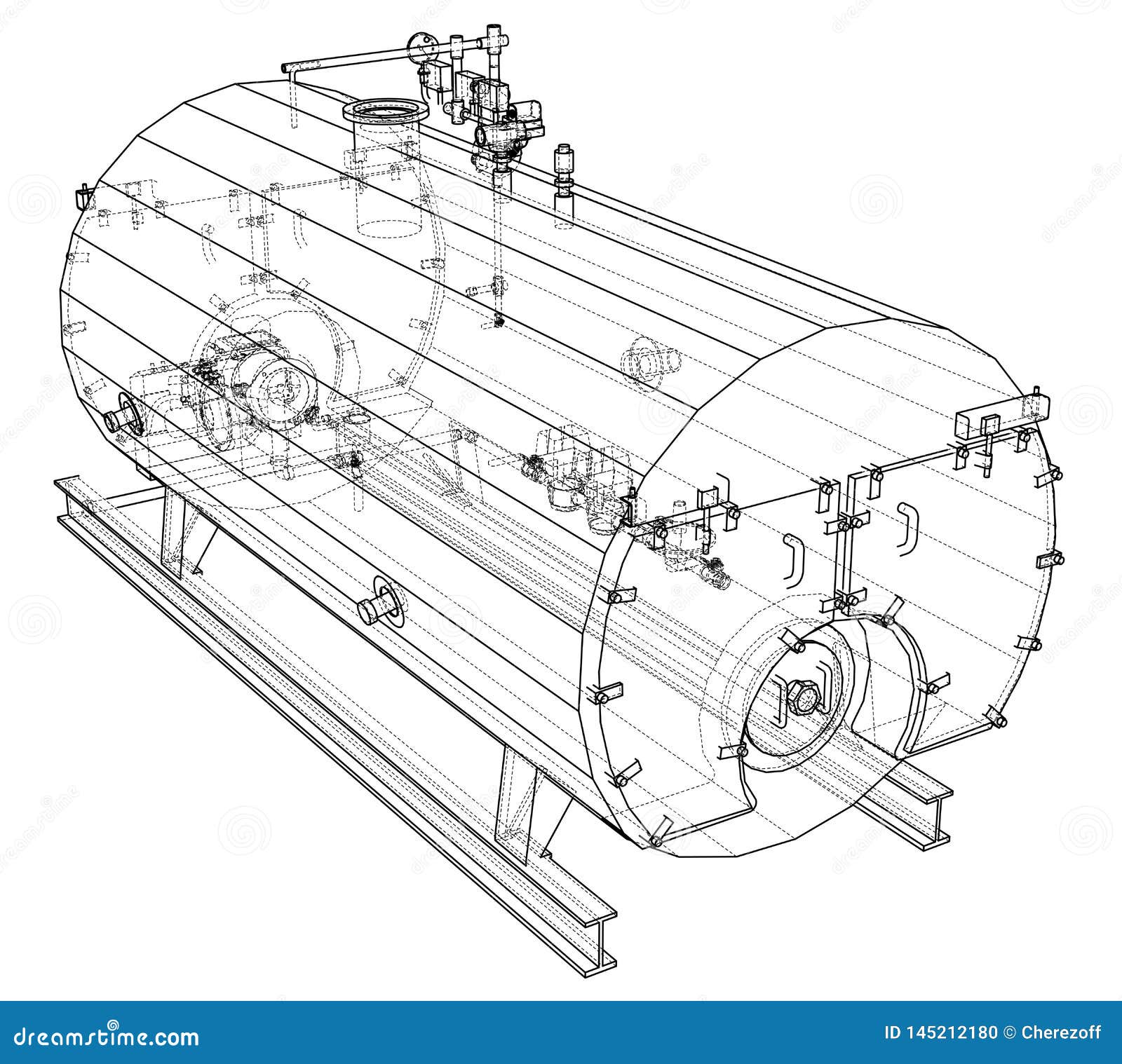 Industrial Boiler Outline. Vector Rendering of 3d Stock Vector ...