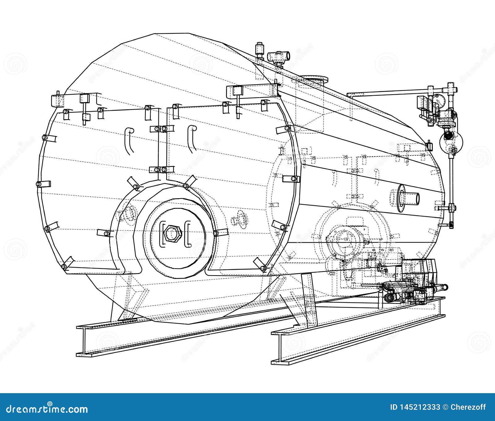 Industrial Boiler Outline. Vector Rendering of 3d Stock Vector ...