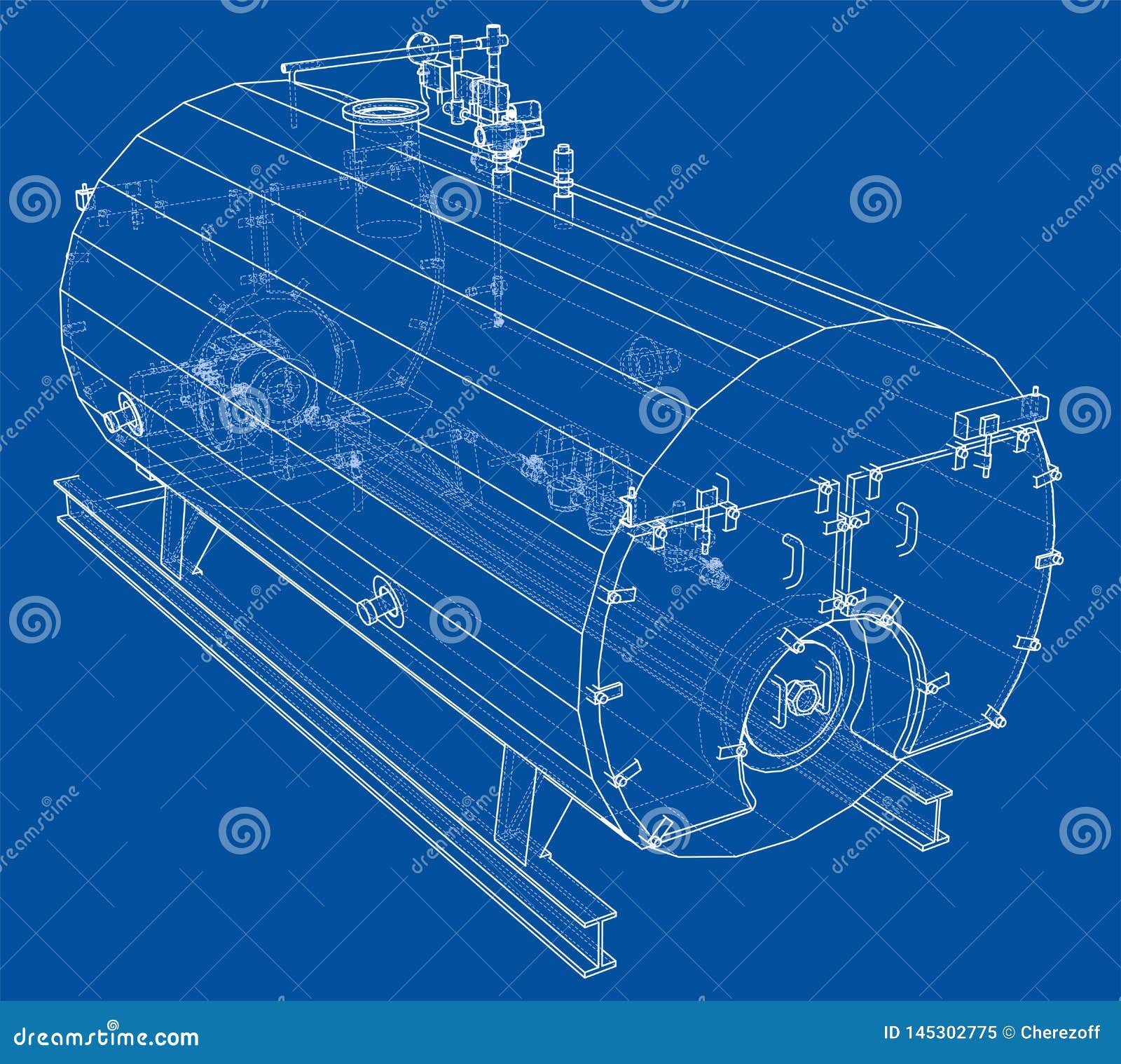 Industrial Boiler Outline. Vector Rendering of 3d Stock Vector ...
