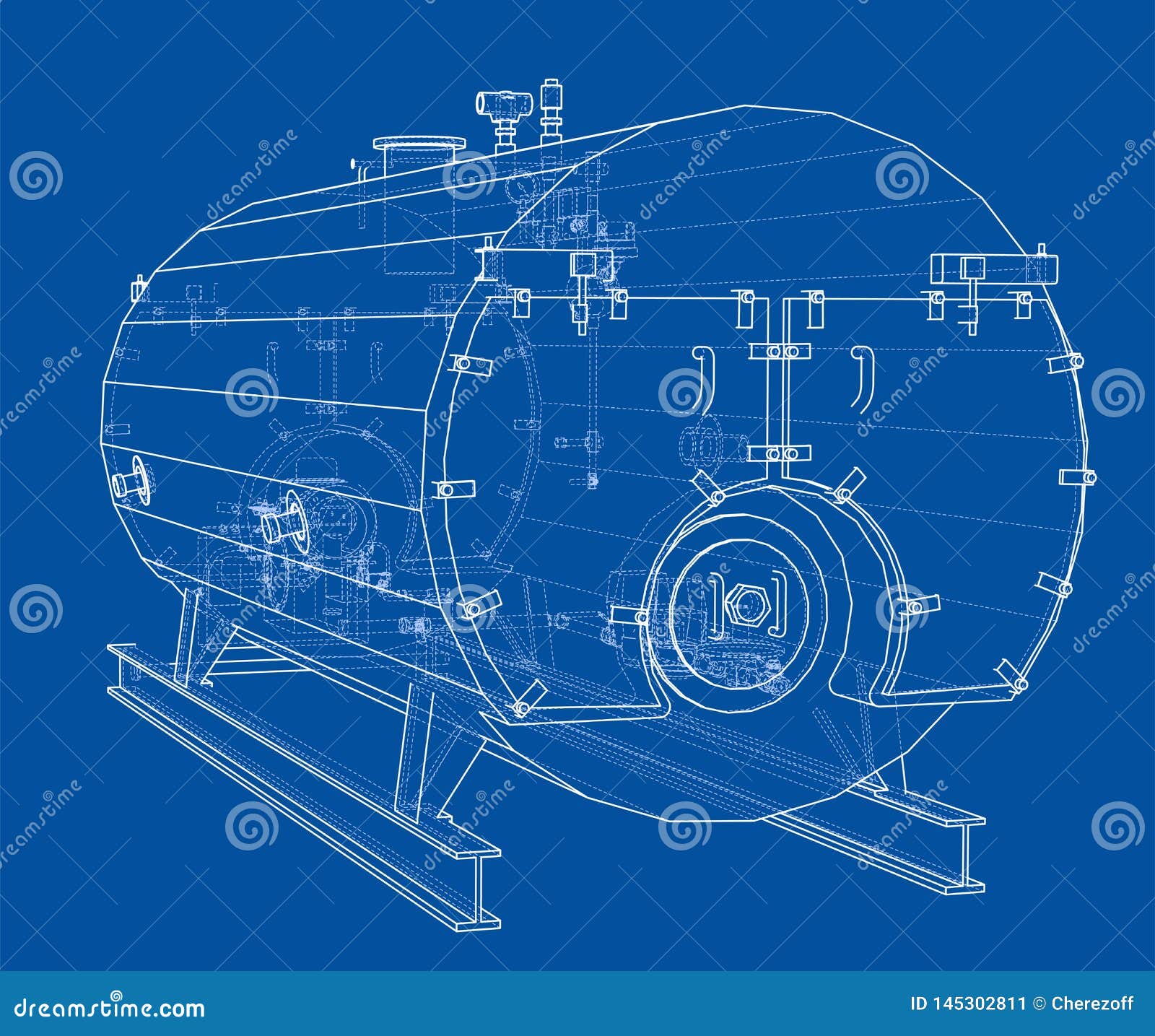 Industrial Boiler Outline. Vector Rendering of 3d Stock Vector ...