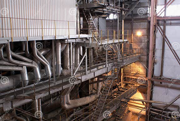 Industrial Boiler and Piping Stock Photo - Image of burn, pipelines ...