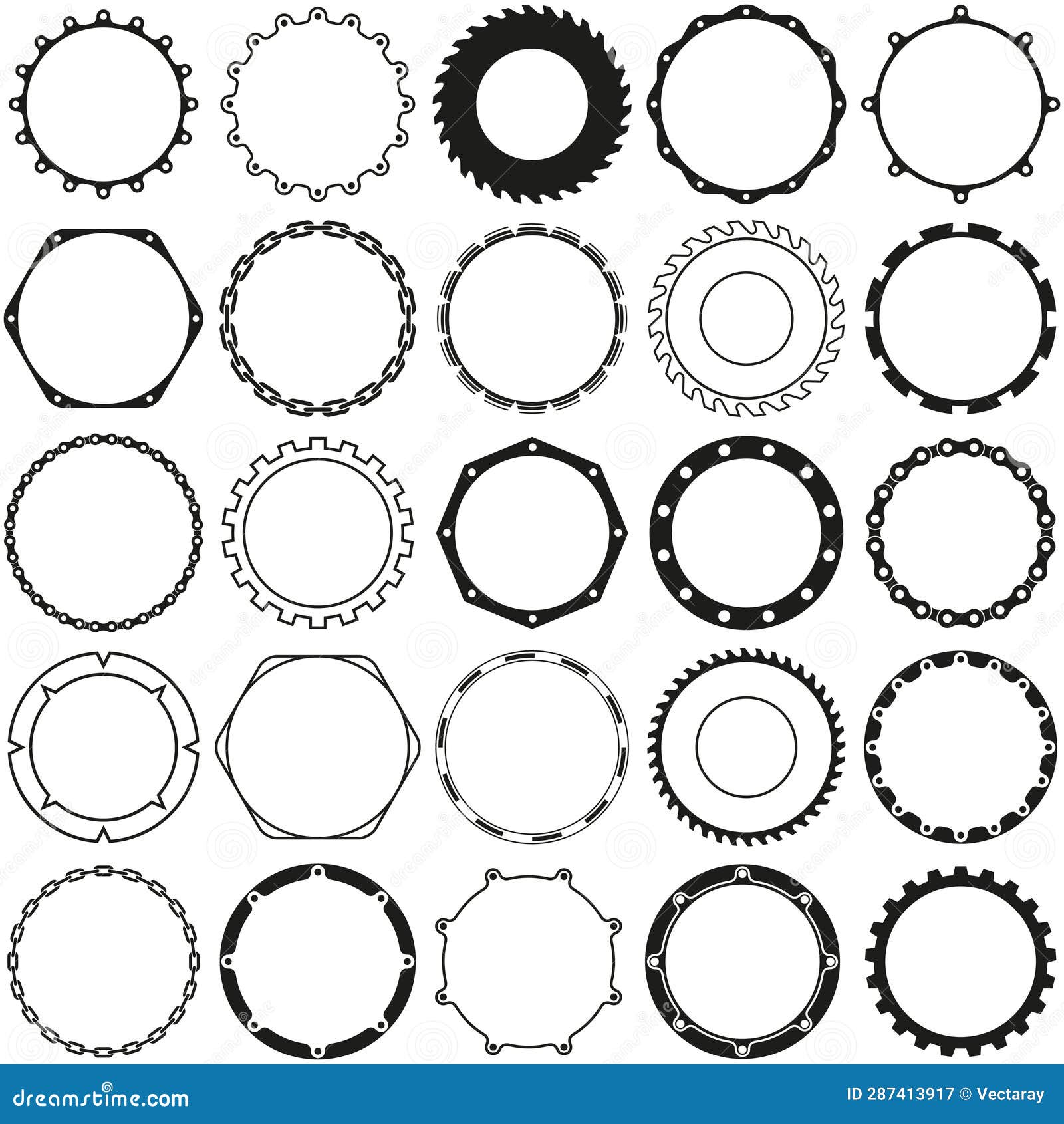 Collection of Industrial Borders for Badge, Logo or Vintage Label ...