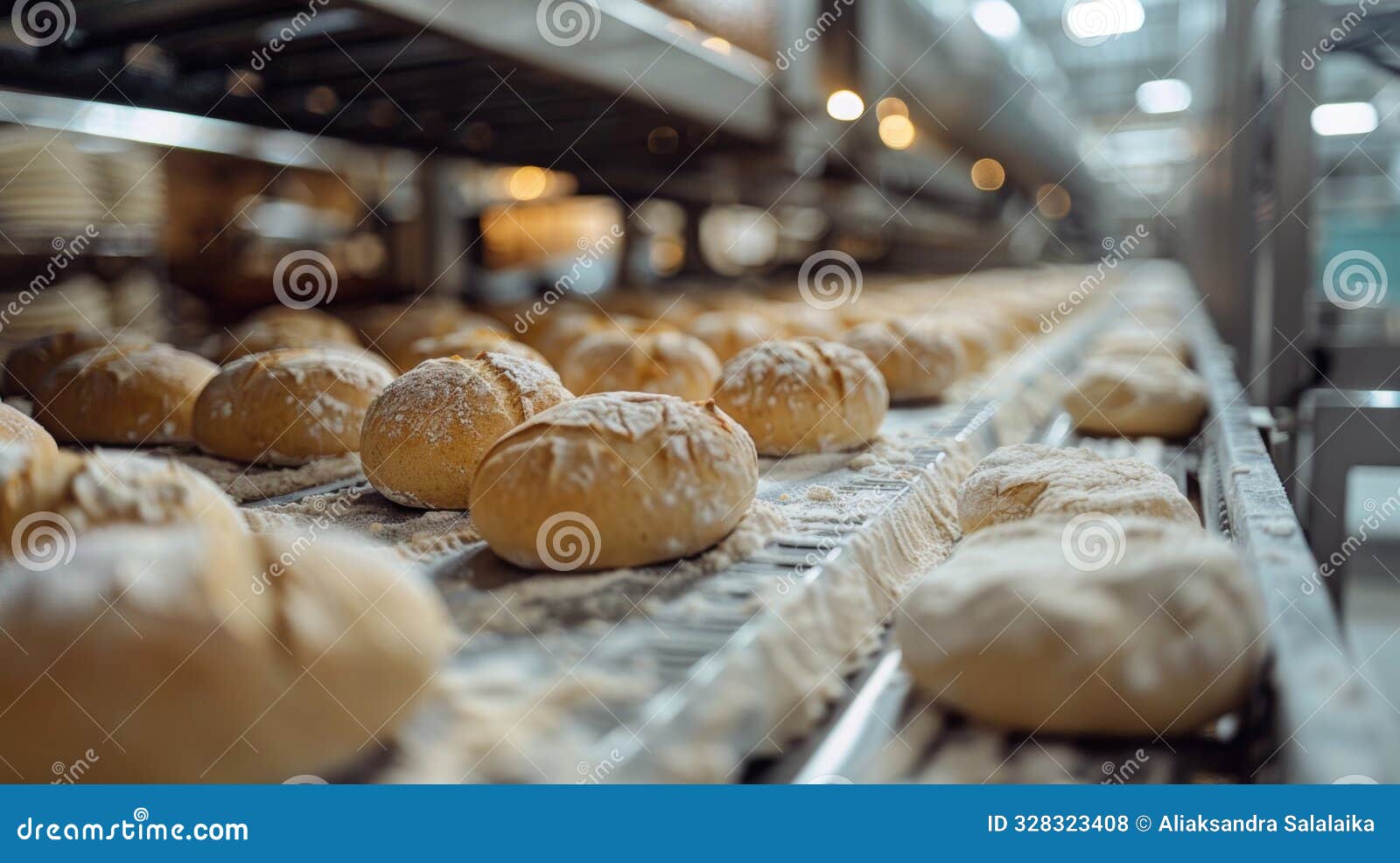 Industrial Bread Production, Conveyor Belts Automate Dough Transport ...