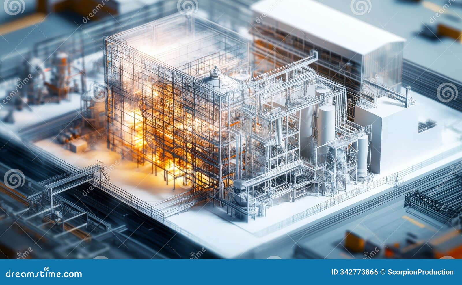 Industrial Building Explosion, Futuristic Digital Rendering Stock Photo ...