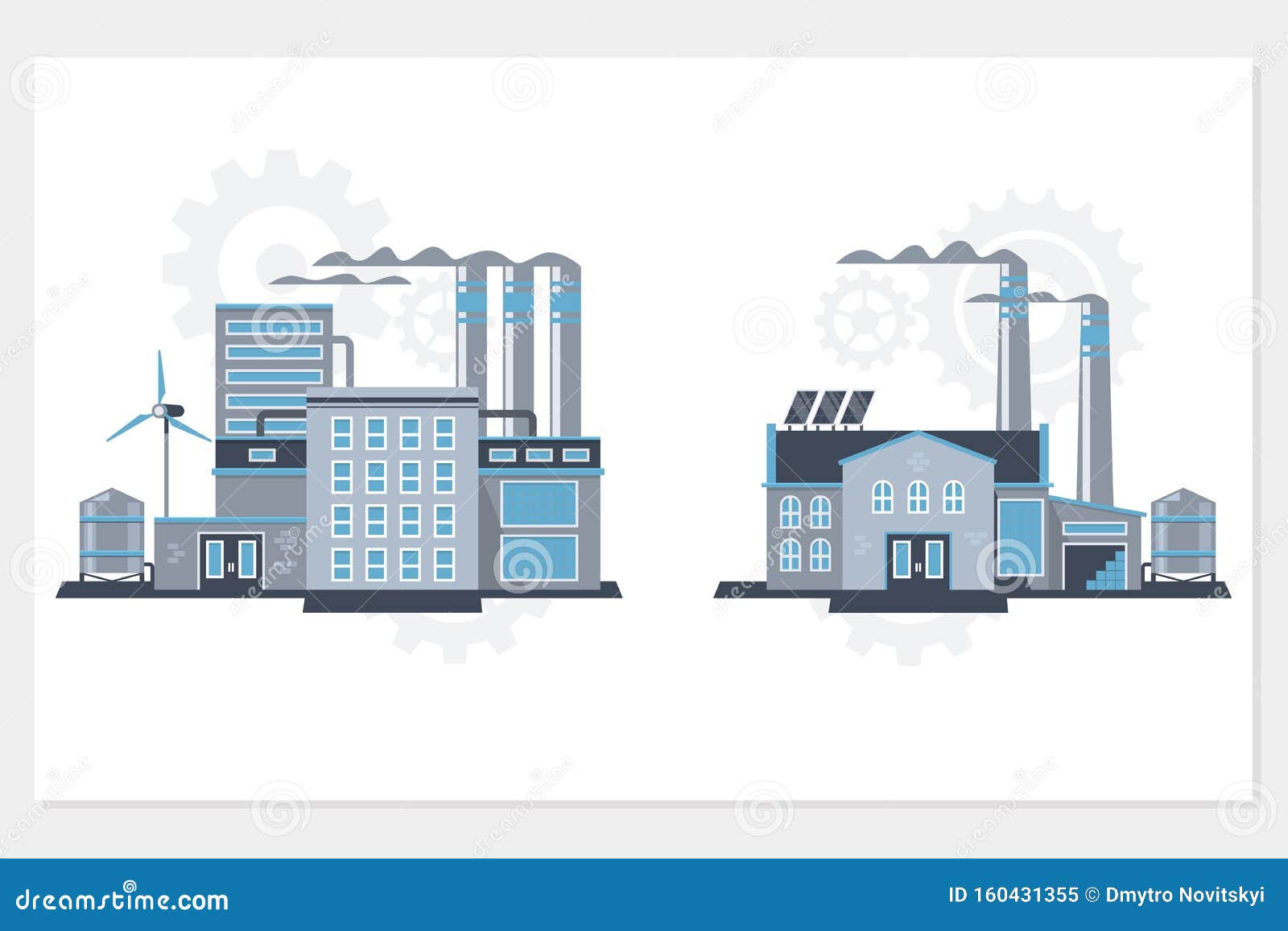 Industrial Building Factory and Power Plants Icon Set.vector Industrial ...