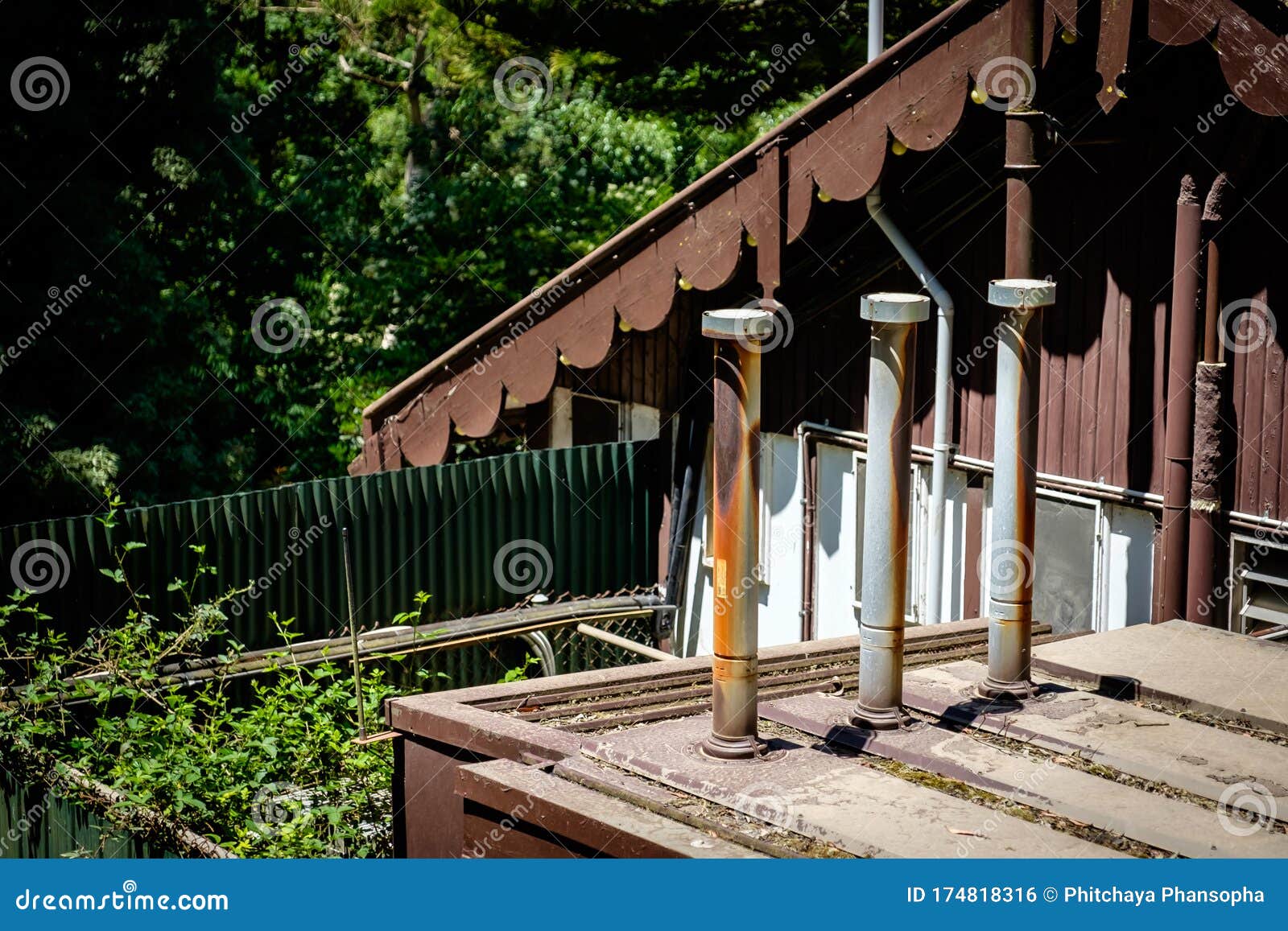 A Three Industrial Ventilation Piping System Installed Outside of the ...