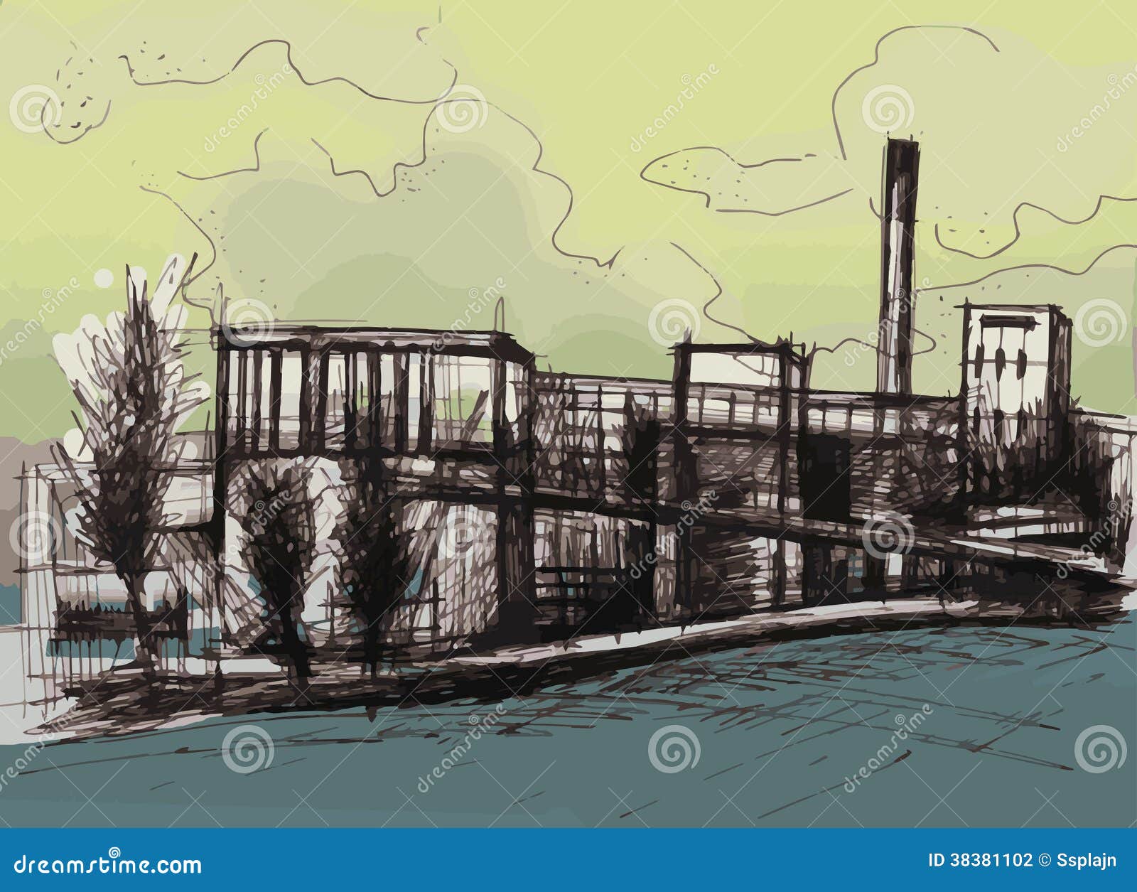 Industrial Building Illustration Stock Illustration - Illustration of ...