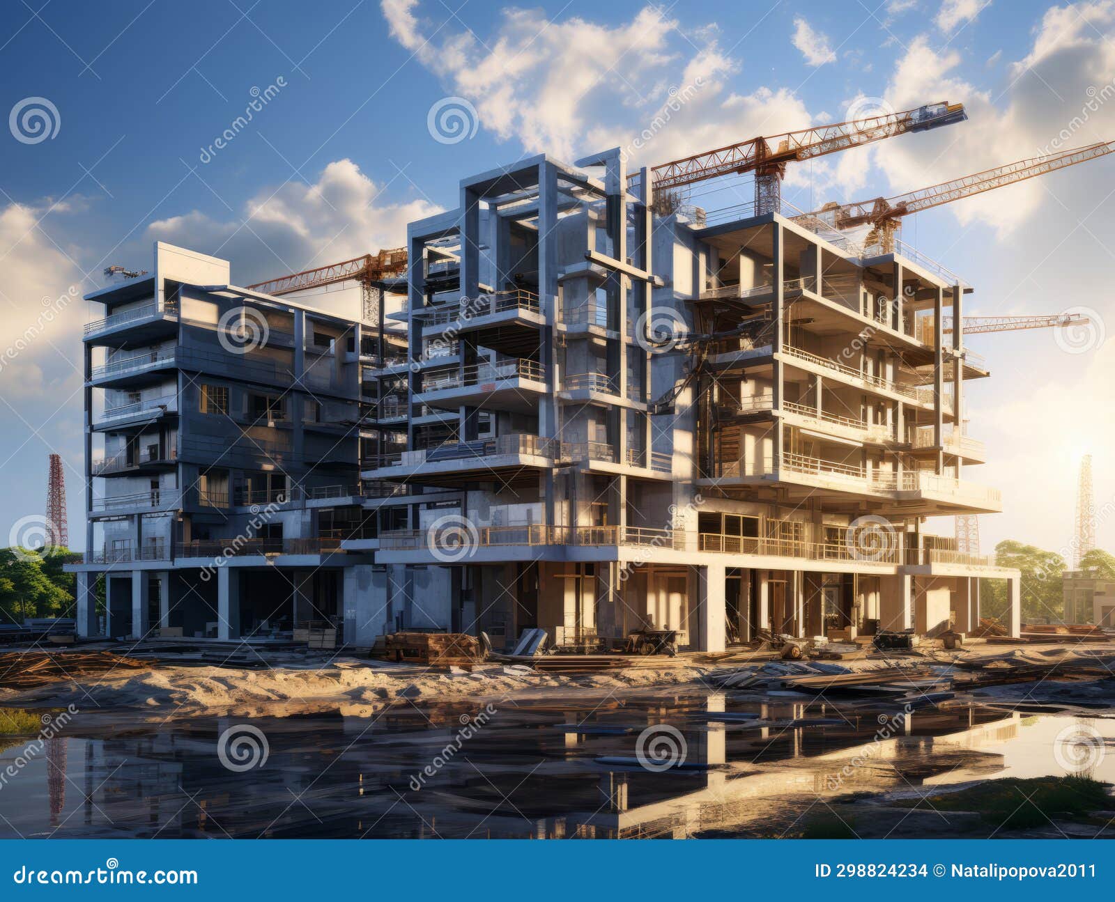 Industrial Building Under Construction, Construction Site Design Stock ...