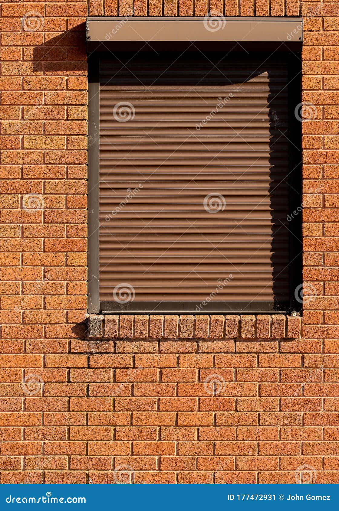 Industrial Building Window with Shutter Closed. Stock Image - Image of ...