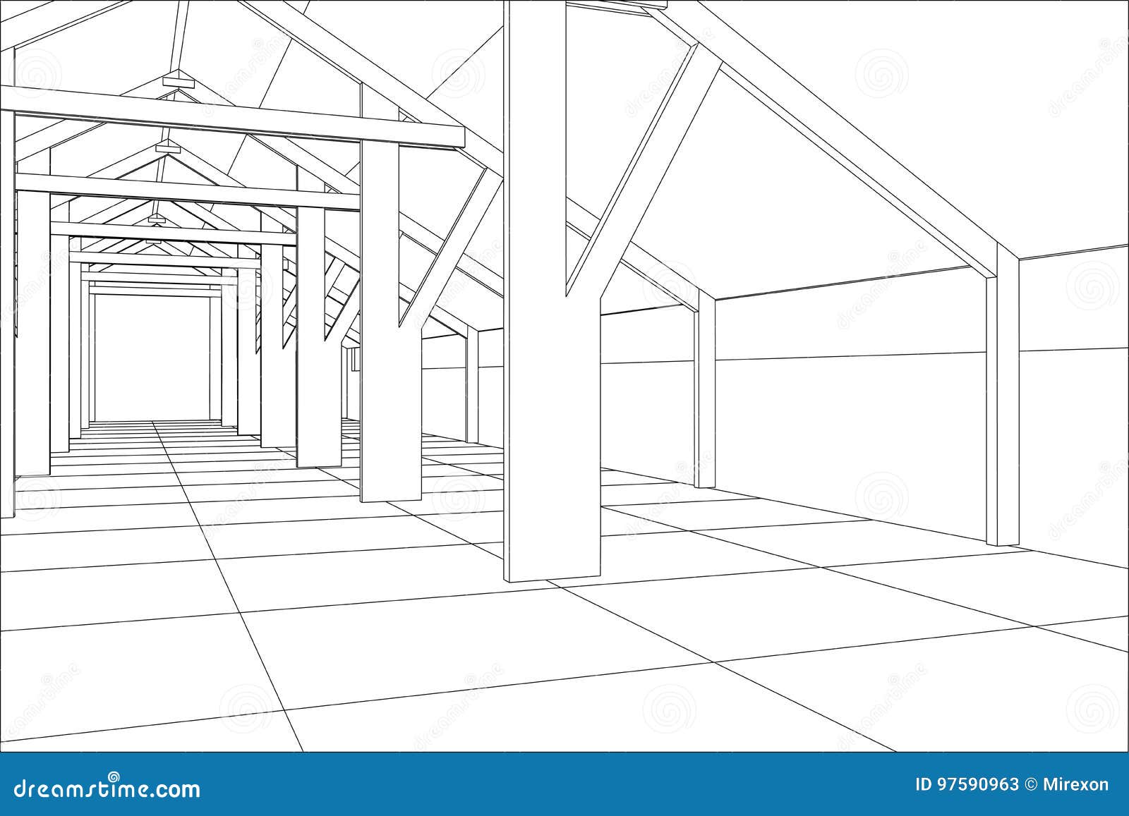 Industrial Building Wireframe for Abstract Background.Tracing ...