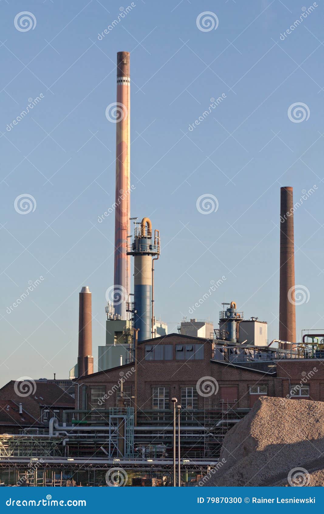Industrial Buildings with Silo and Chimney Stock Photo - Image of main ...