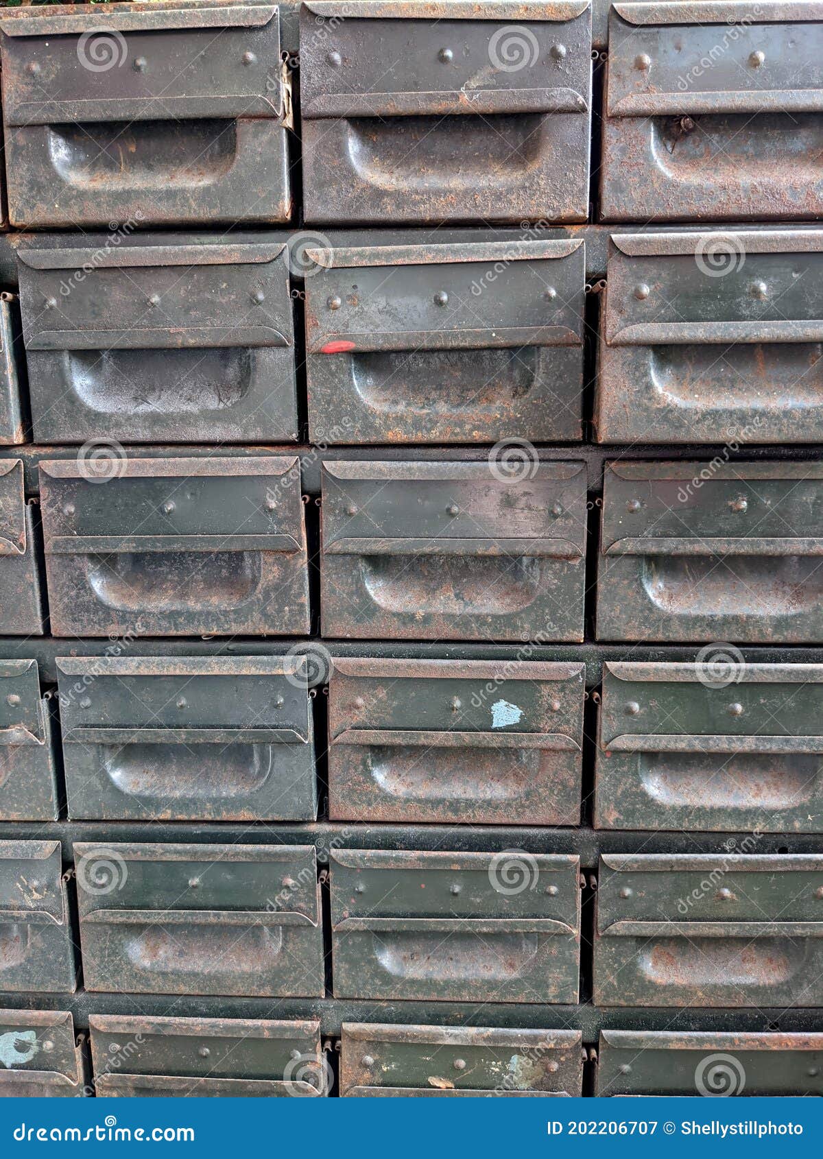 Industrial Cabinet Drawers All Rusty in an Engineers Workshop Stock ...