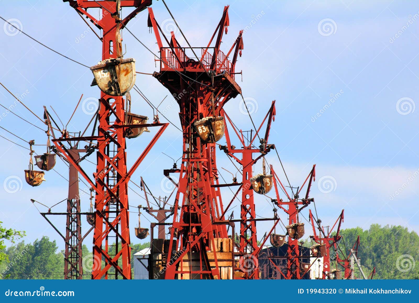 Industrial Cableway and Moving Trolleys Stock Photo - Image of gondola ...