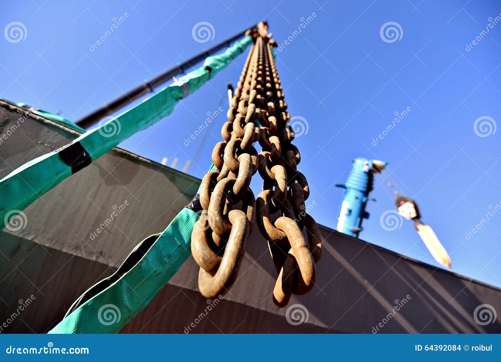 Industrial Chain on Construction Crane Stock Photo - Image of cargo ...