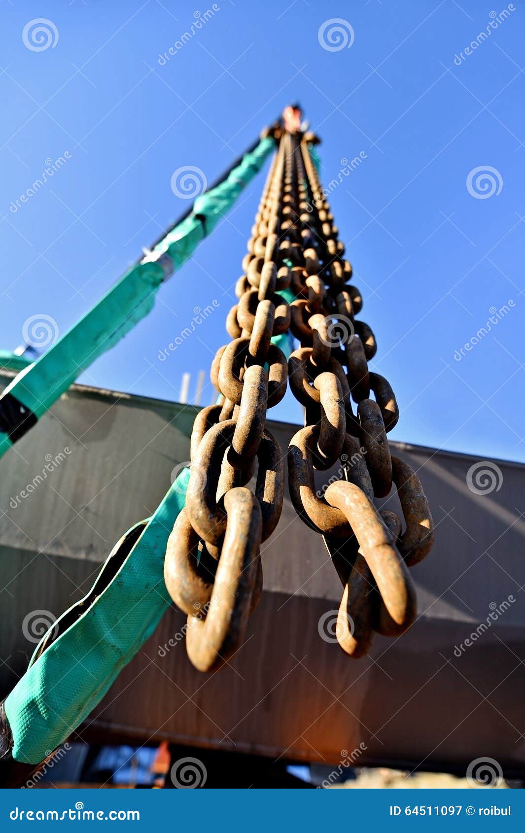 Industrial Chain on Construction Crane Stock Image - Image of industry ...