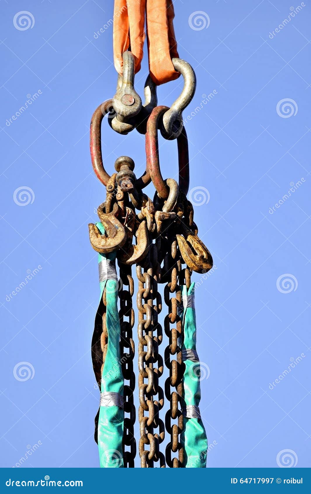 Industrial chain and hooks stock image. Image of construction - 64717997