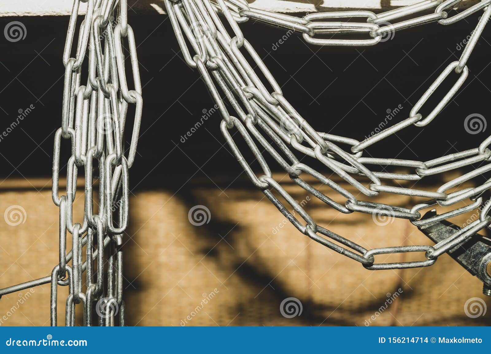 Industrial Chains Close Up. Hanging Chain Stock Photo - Image of ...