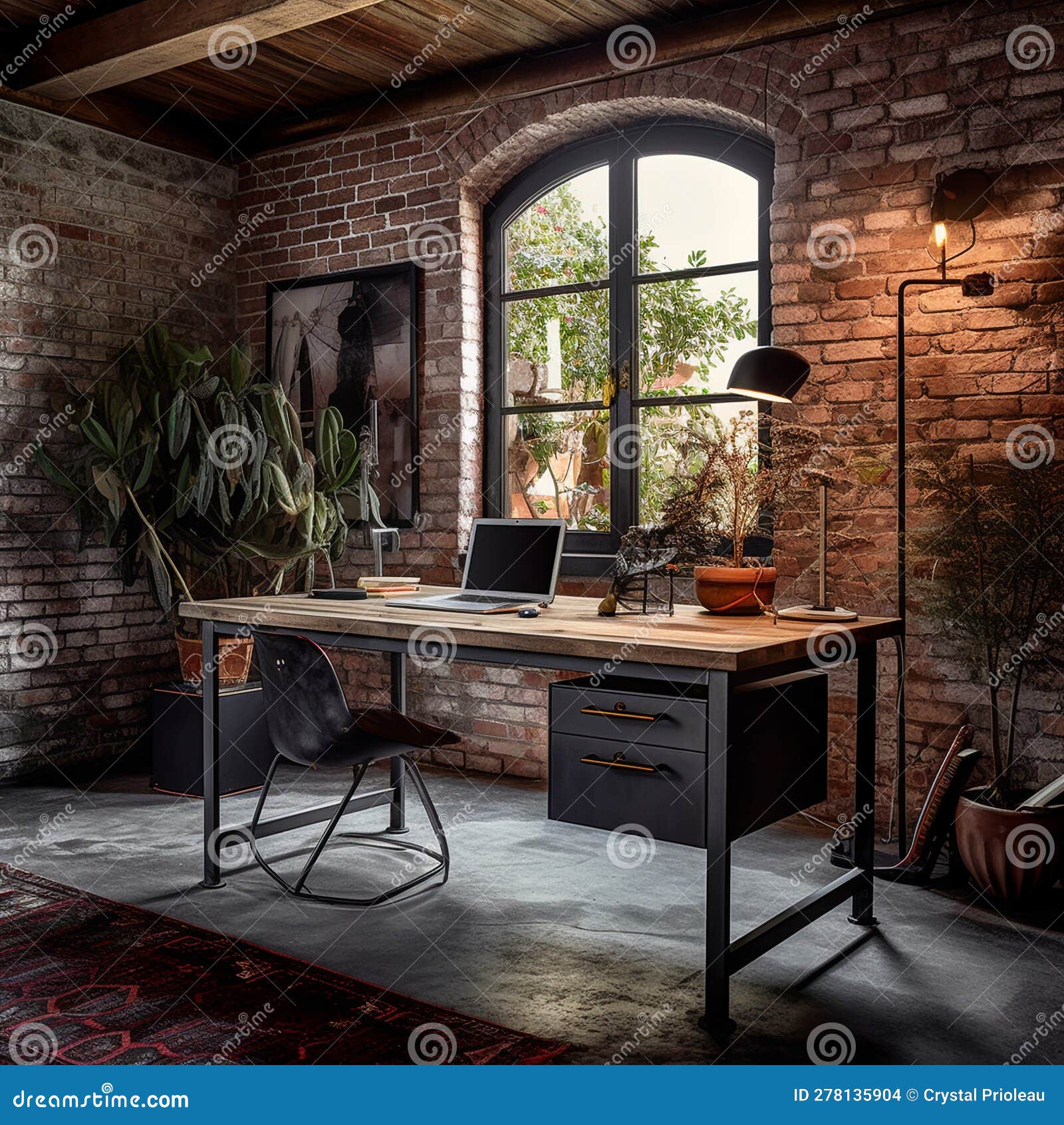 Industrial Chic Workspace: Combining Style and Functionality Stock ...