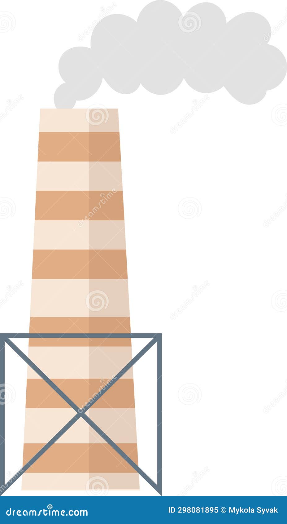 Industrial Chimney. Cartoon Coal Smoke Stack With Gas Exhaust Pipe ...