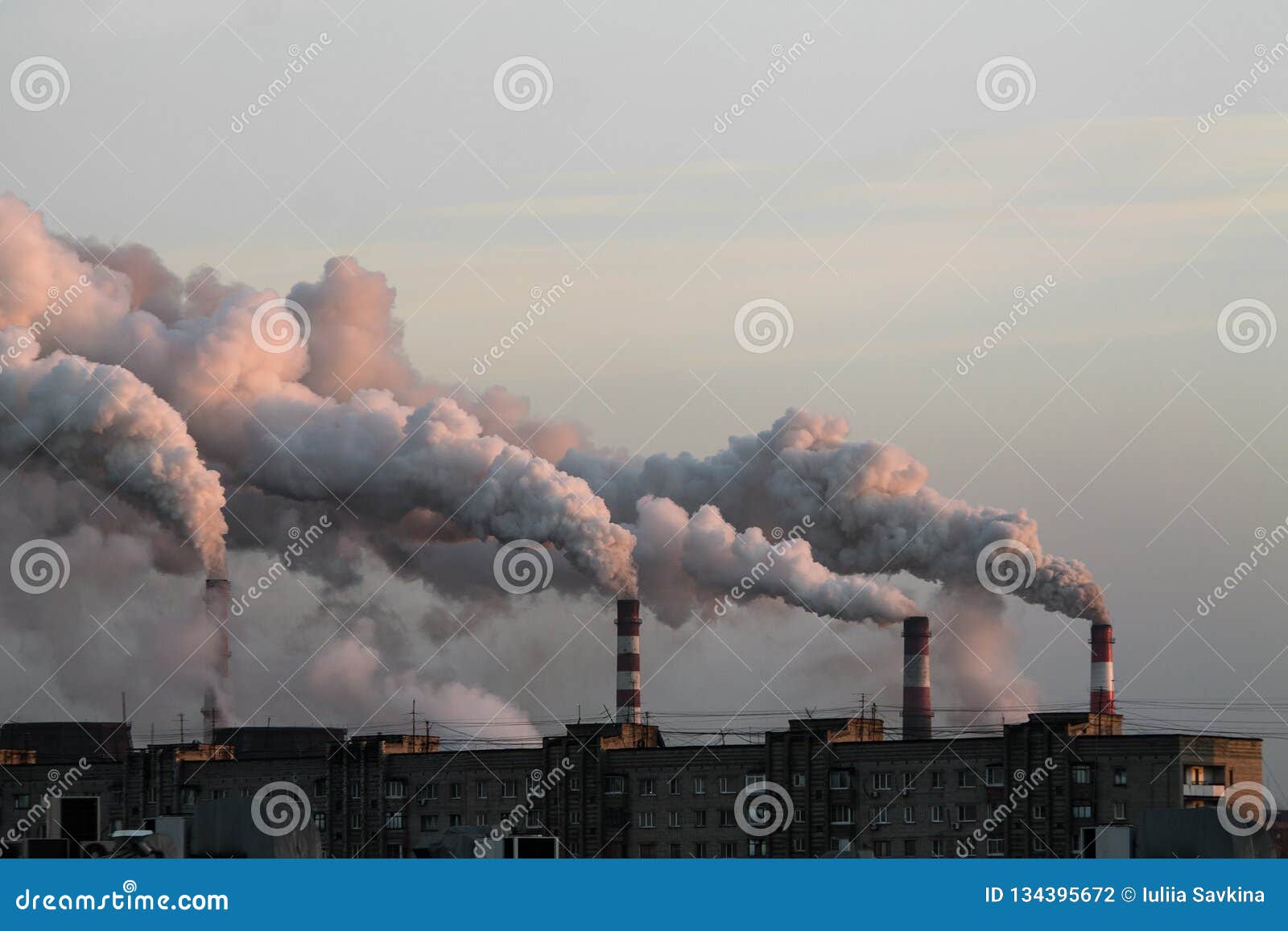 Industrial Chimneys with Heavy Smoke Causing Air Pollution Stock Photo ...