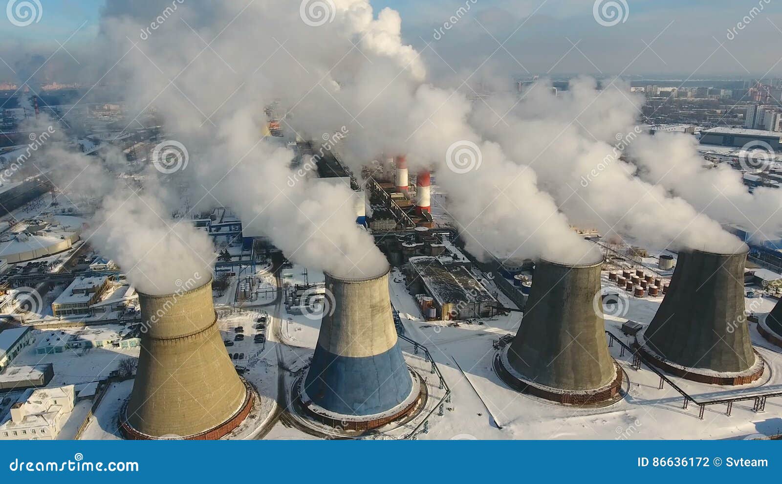 Industrial Chimneys Throwing Smoke in the Sky. Air Pollution Concept ...