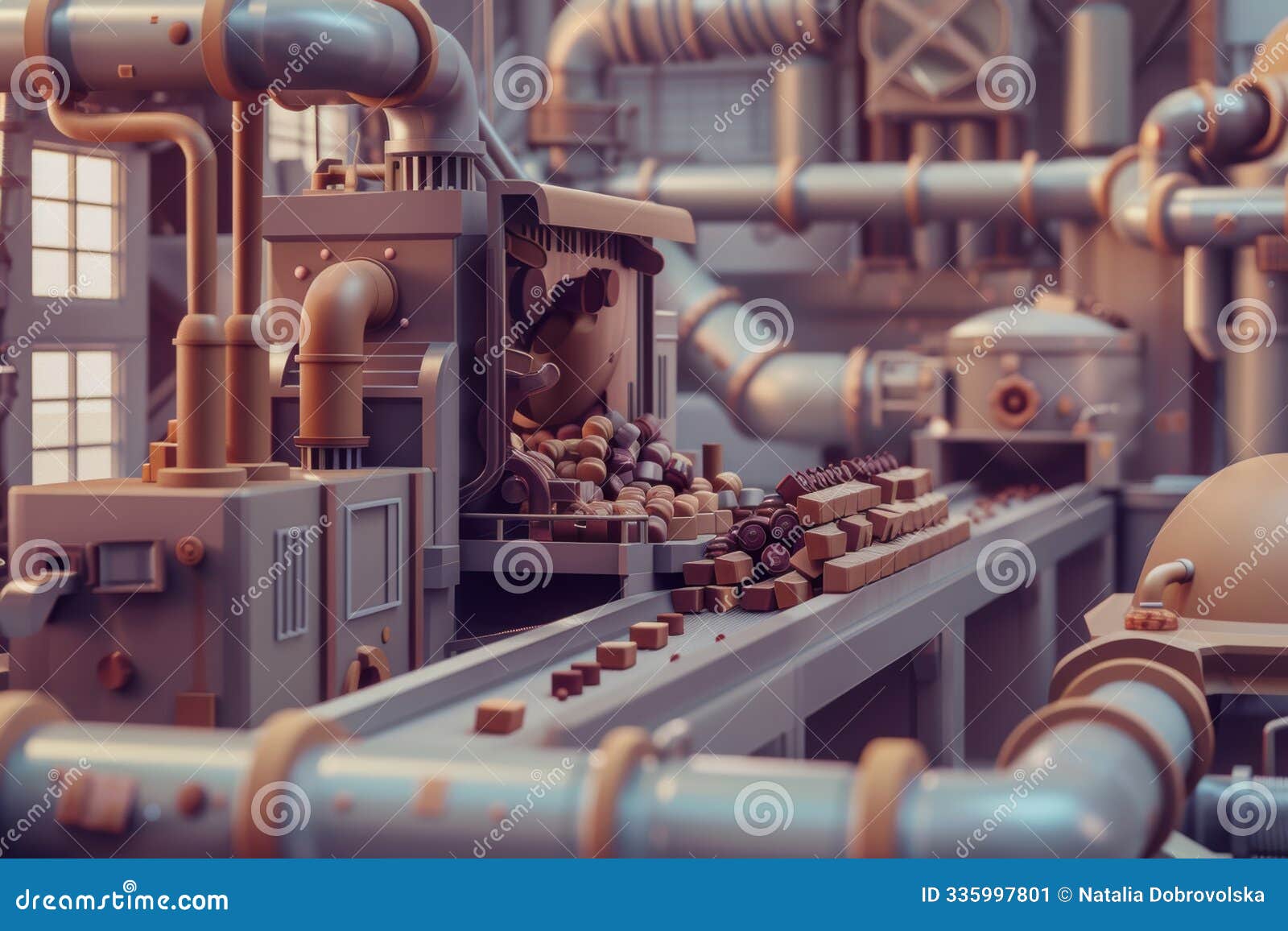 Industrial Chocolate Factory Making Candies with Machinery and ...