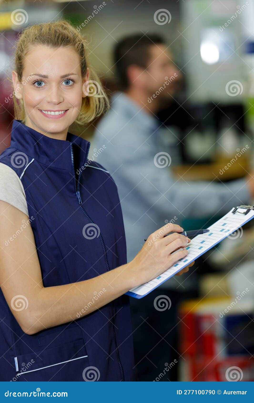 Industrial Clerk Posing Holding Clipboard Stock Photo - Image of ...