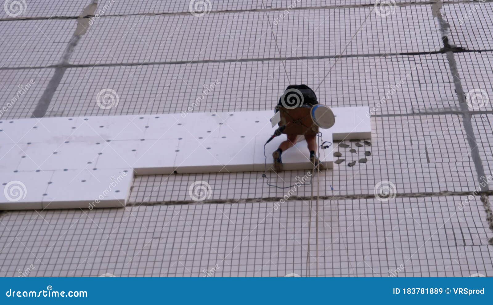 Industrial Climber Insulation of Facade Old High-Rise Building Using ...