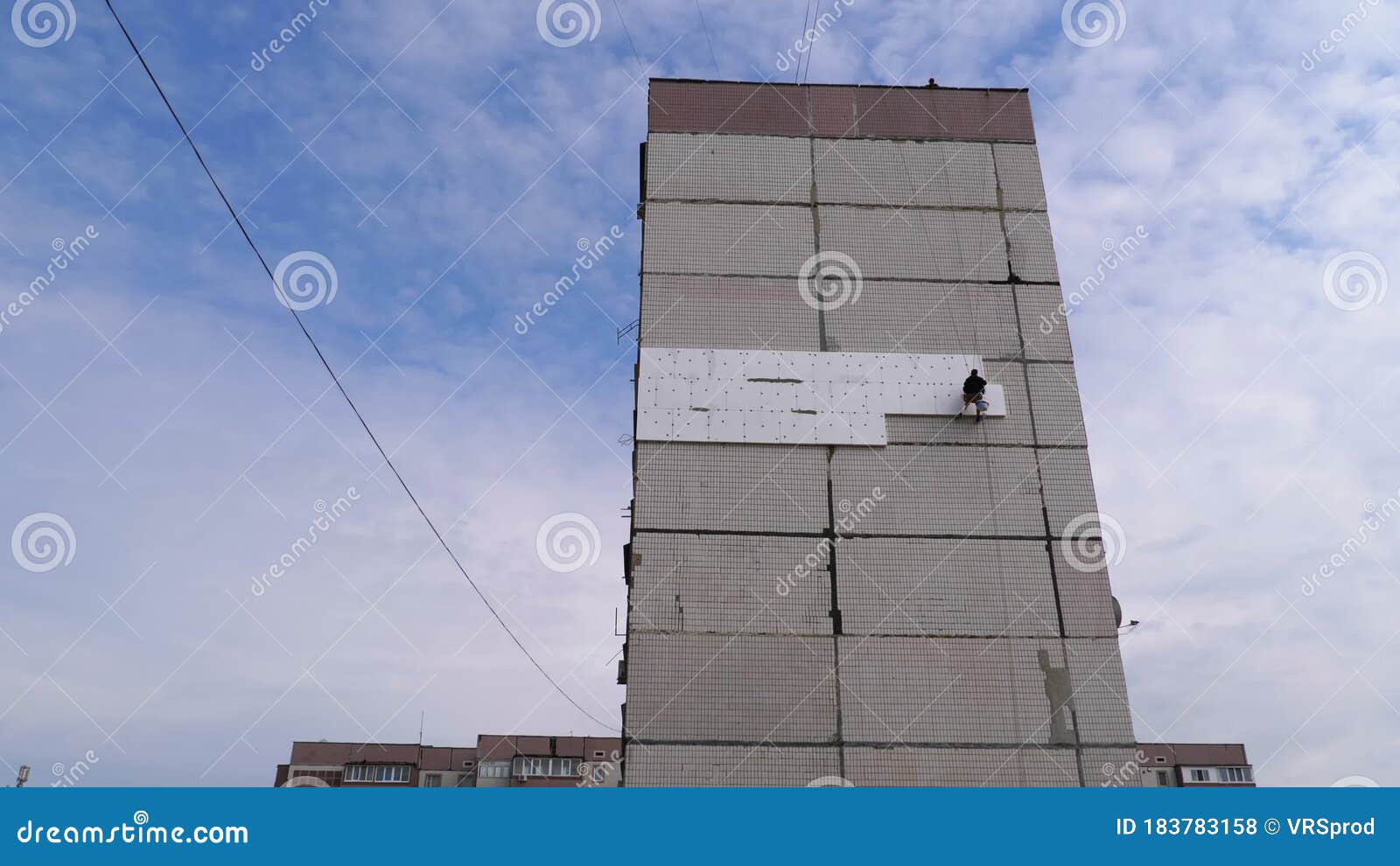 Industrial Climber Insulation of Facade Old High-Rise Building Using ...