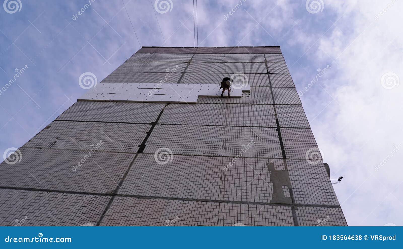 Industrial Climber Insulation of Facade Old High-Rise Building Using ...