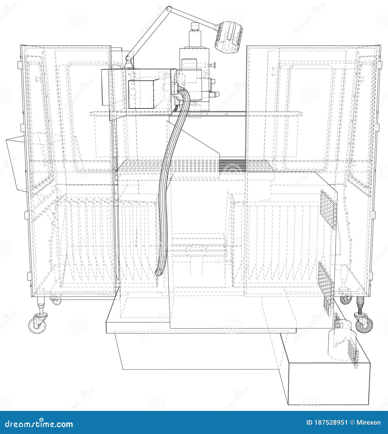 Industrial CNC Machining. Milling Machine. Wire-frame. the Layers of ...