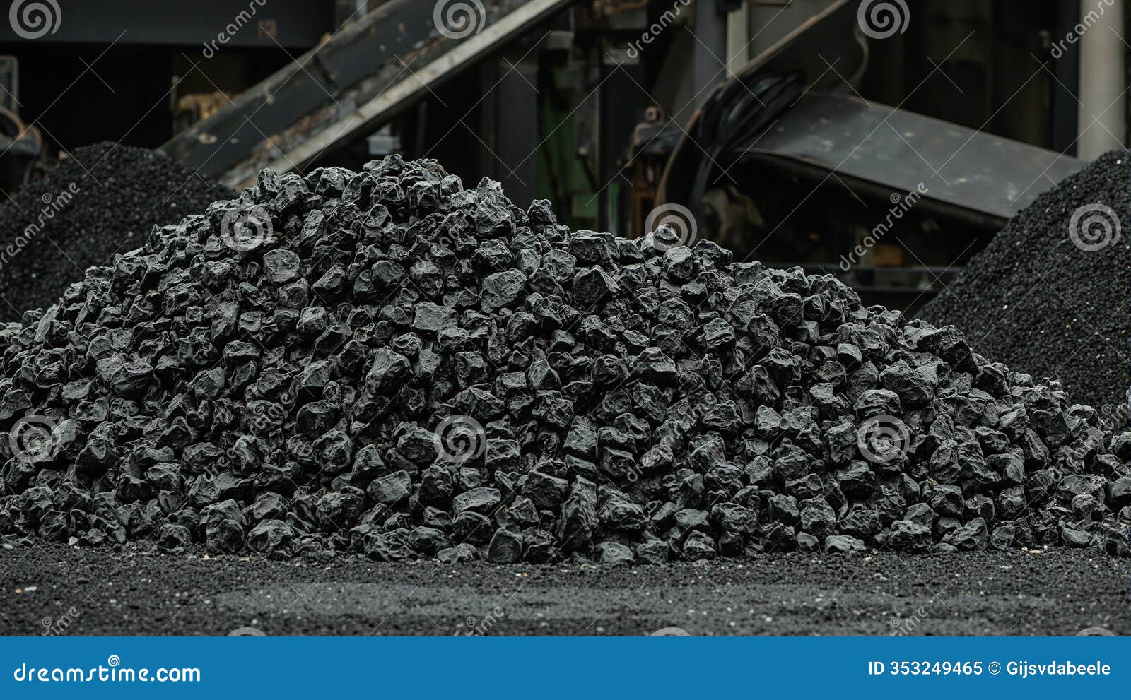 Industrial Coal Processing Facility with Textured Coal Chunks Conveyor ...