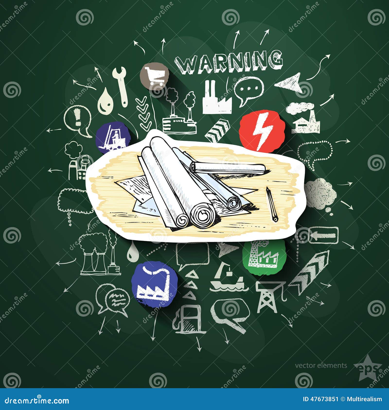 Industrial Collage Icons Blackboard Stock Illustrations – 6 Industrial ...