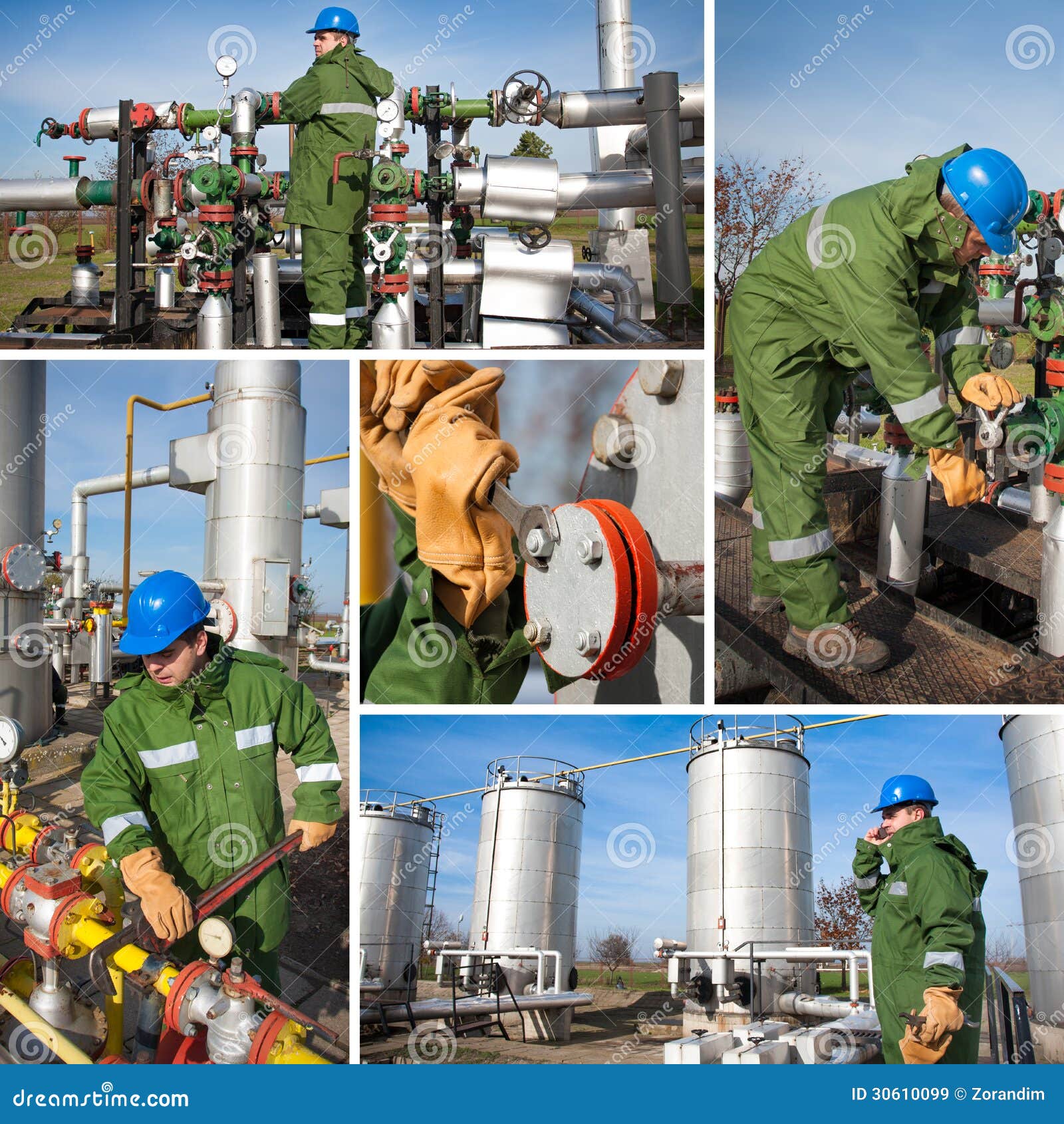 Industrial Collage Showing Workers at Work Stock Image - Image of ...