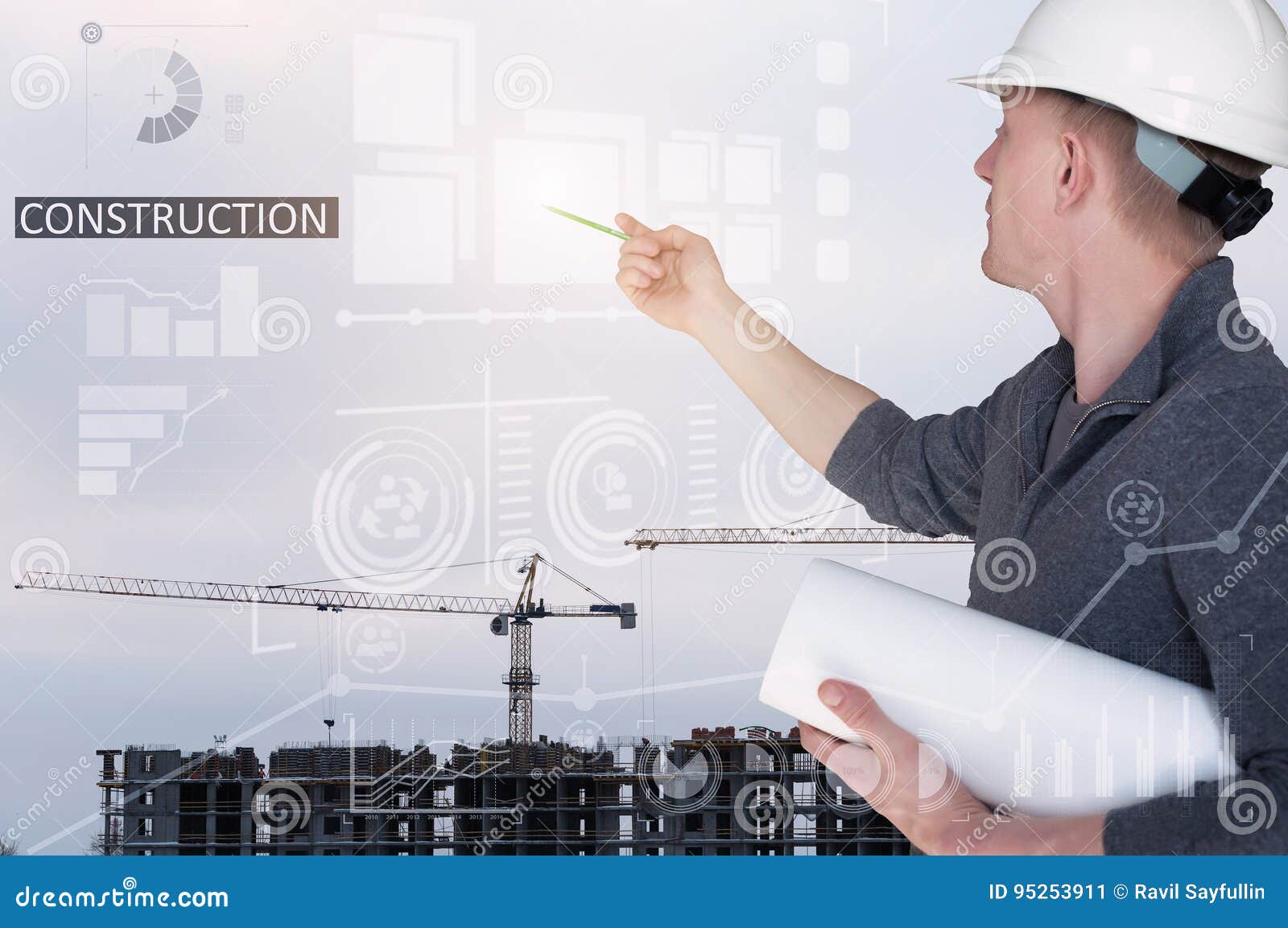 Industrial Collage with Virtual Display Controls Stock Image - Image of ...