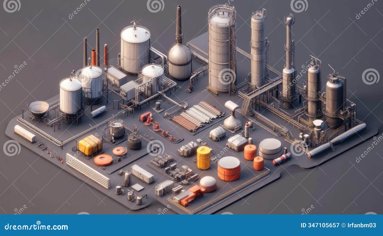 Industrial Complex, a Detailed 3D Model of a Refinery Stock ...