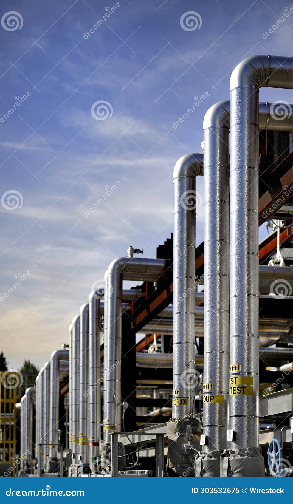 Industrial Complex Featuring a Pipe Rack in an Oil Refinery Stock Image ...