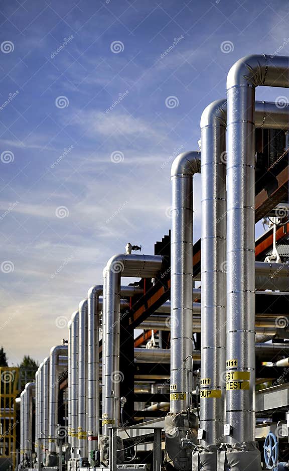 Industrial Complex Featuring a Pipe Rack in an Oil Refinery Stock Image ...