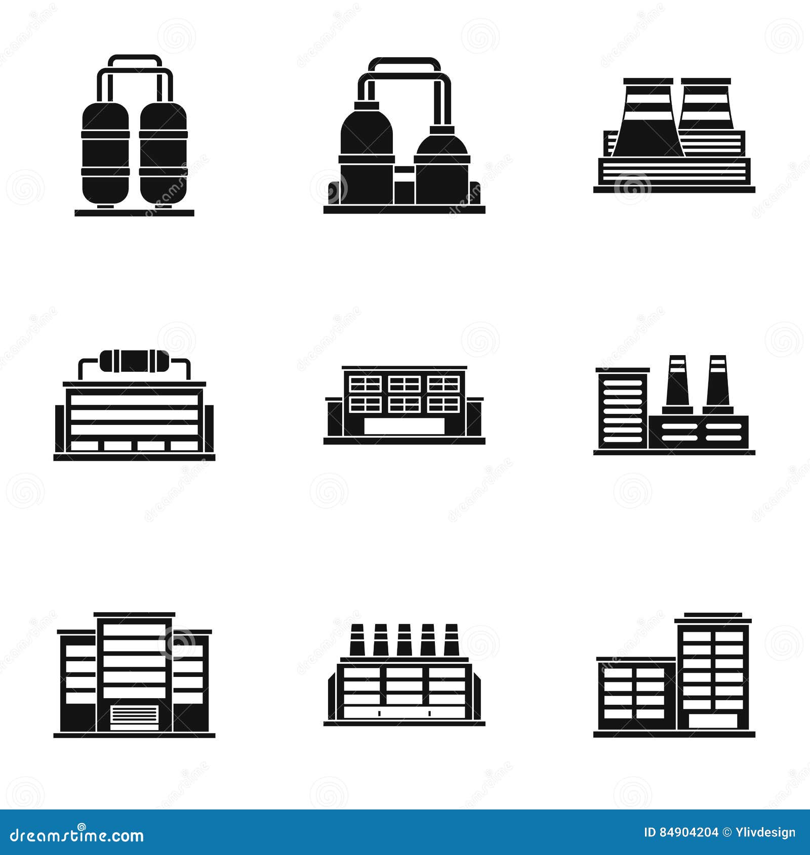 Industrial Complex Icons Set, Simple Style Stock Vector - Illustration ...