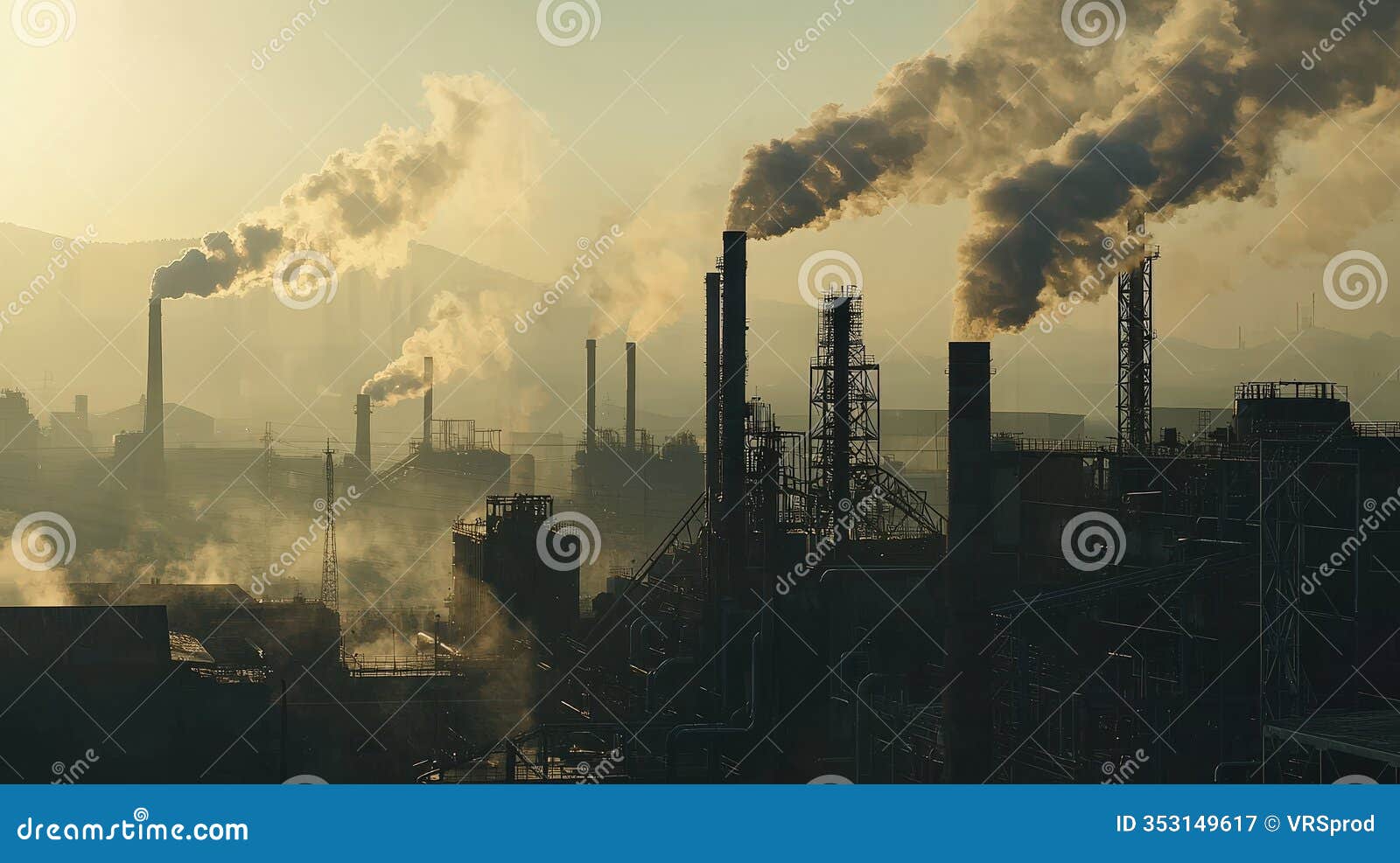 Industrial Landscape with Heavy Pollution and Smog Stock Image - Image ...