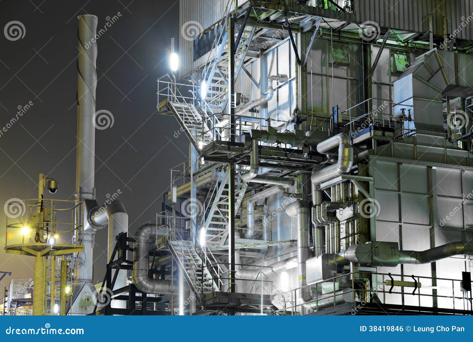 Industrial Complex at Night Stock Photo - Image of building, pollution ...